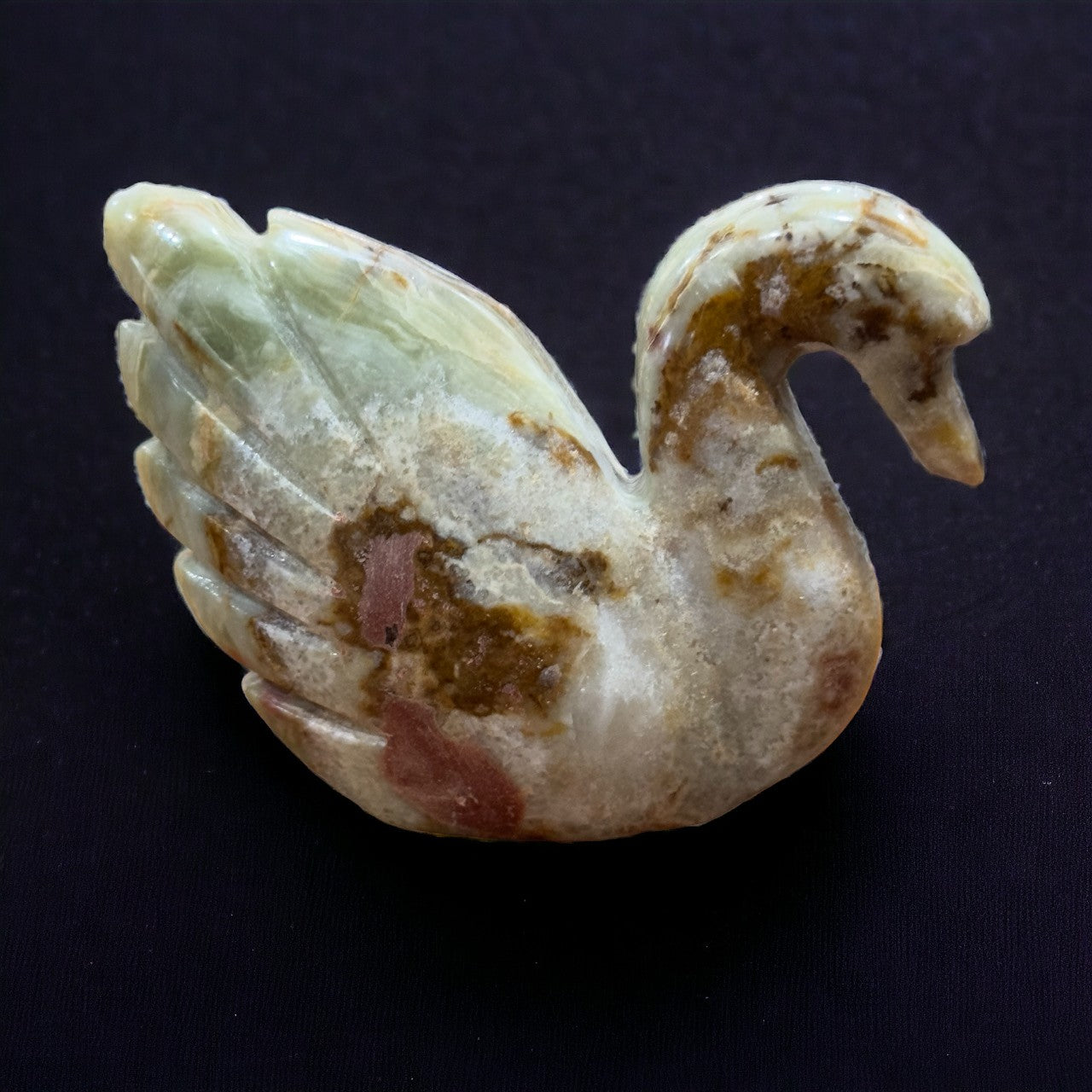 Green Banded Calcite Swan – Crystals by Sisters