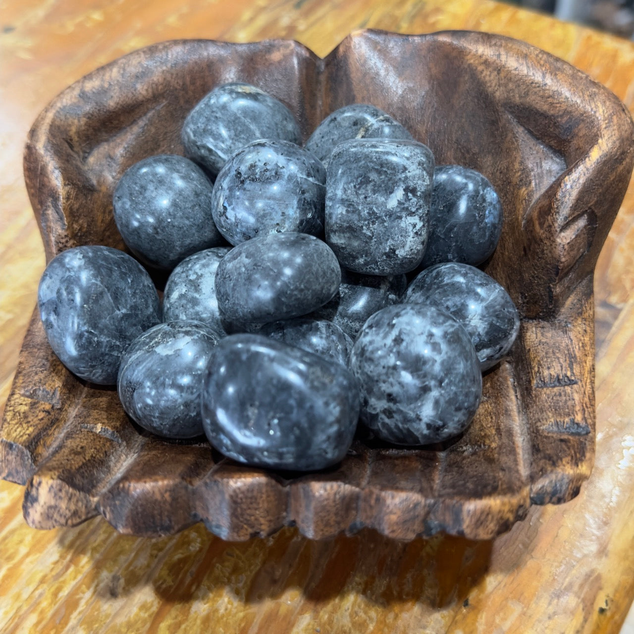 Tumbles | Larvikite – Crystals by Sisters