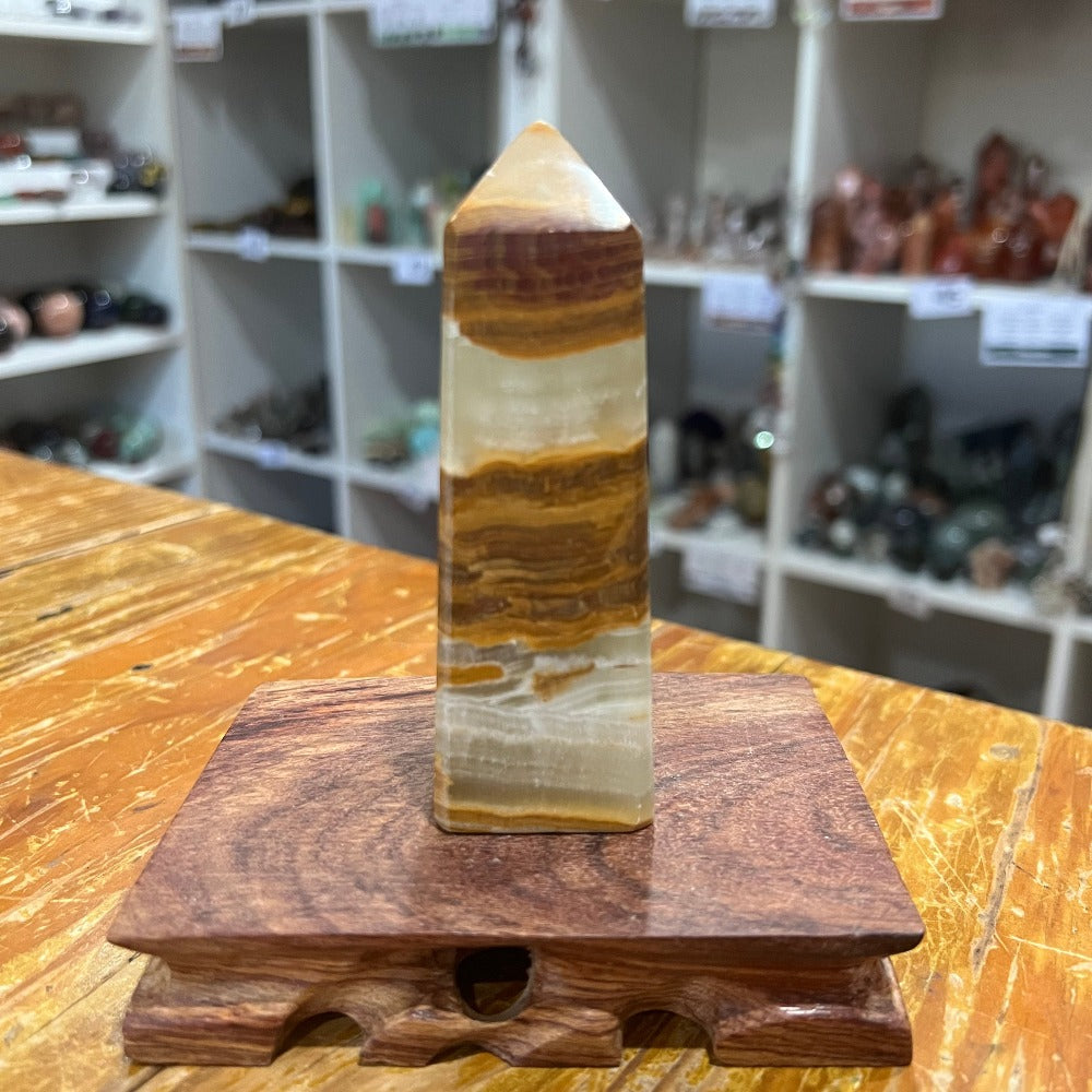 Green Banded Calcite Tower – Crystals by Sisters