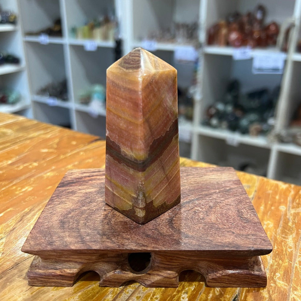 Peach Calcite Tower – Crystals by Sisters